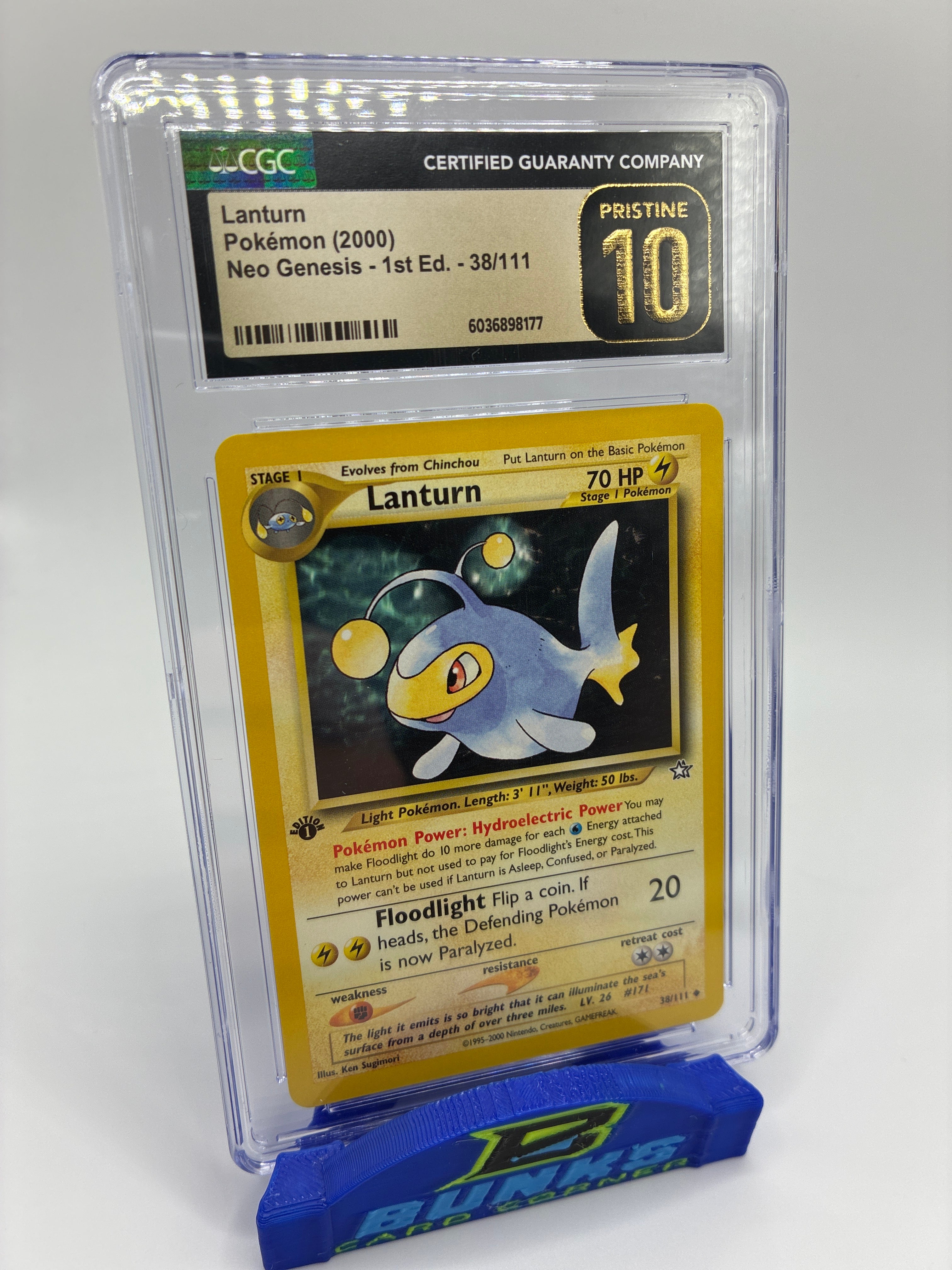 CGC Pristine 10 Lanturn Neo Genesis First edition – Bunk's Card Corner