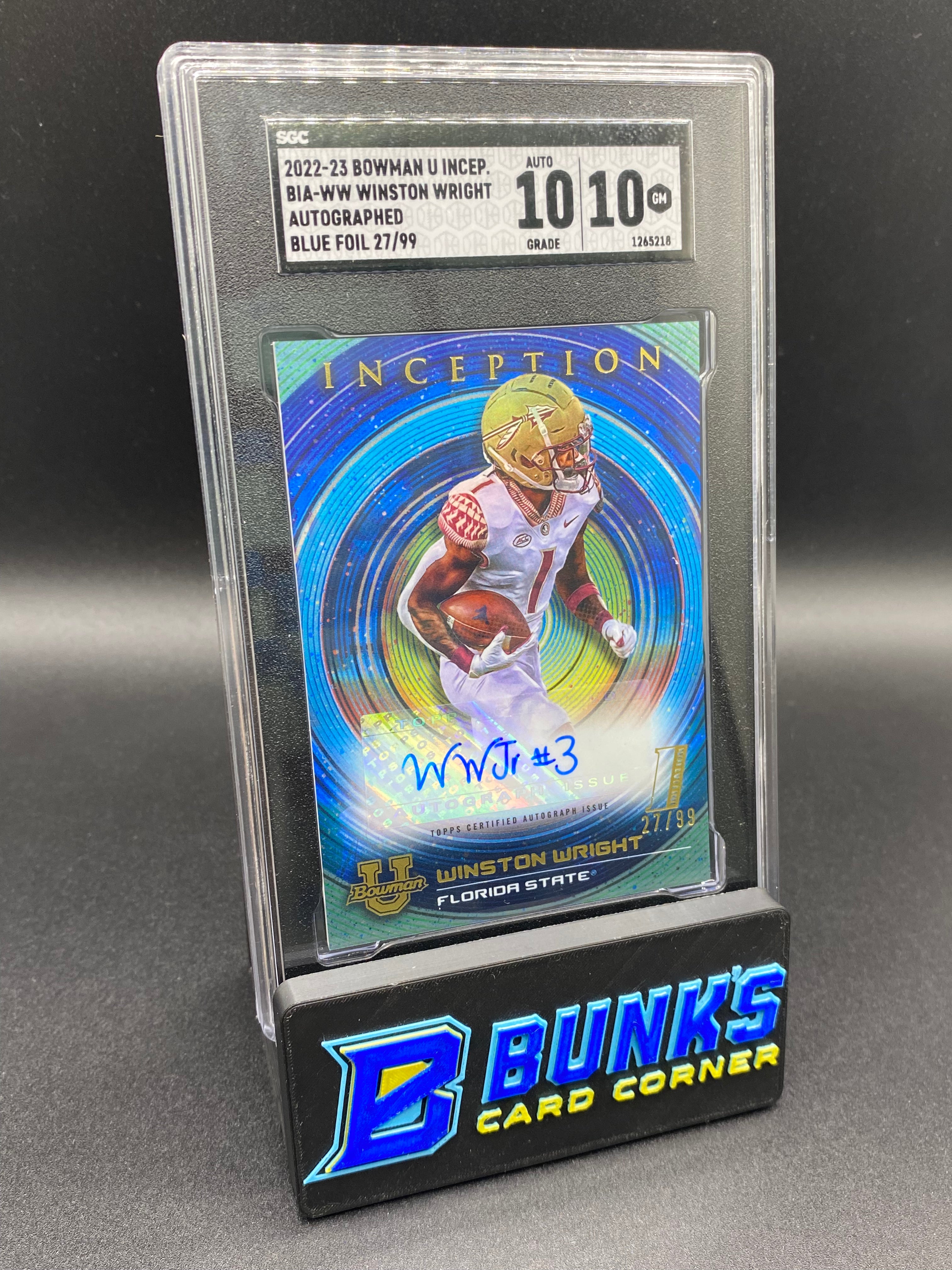 2022-23 Winston Wright Auto. Blue Foil 27/99 SGC 10/10 – Bunk's Card Corner